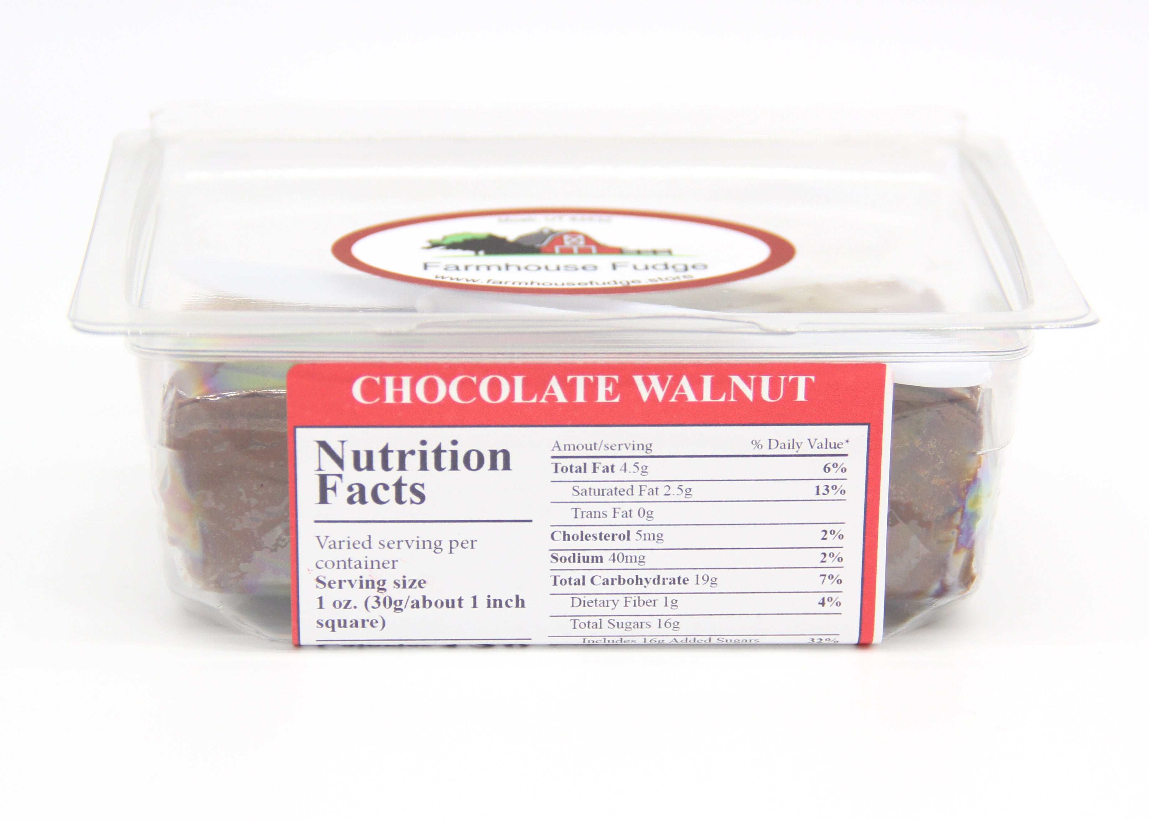 Chocolate Walnut Fudge 1 Piece Container – Farmhouse Fudge