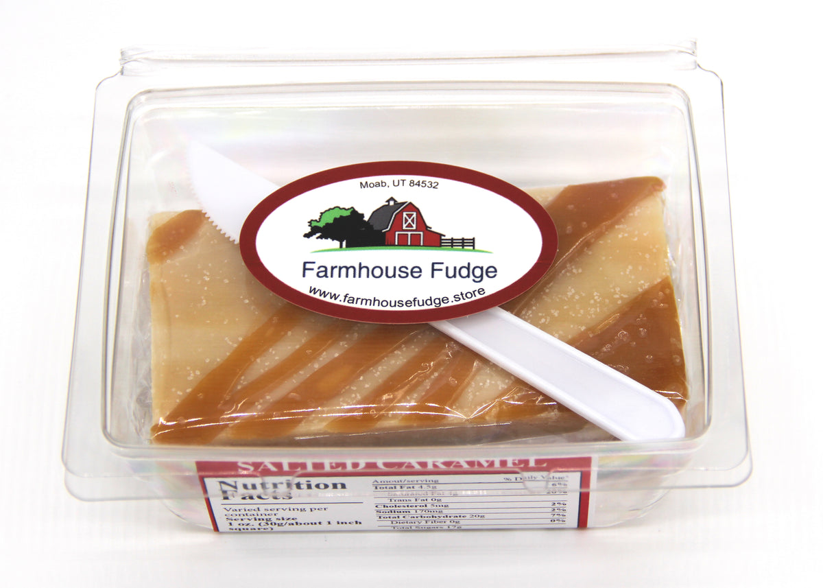 Salted Caramel Fudge 1 Piece Container – Farmhouse Fudge